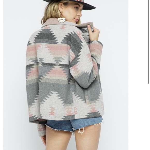 Blue B Collection | Jackets & Coats | New Pink Grey Aztec Print With ...